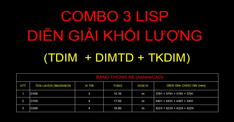 Combo 3 Lisp Cad diễn giải khối lượng - Rất cần cho dự án M&E